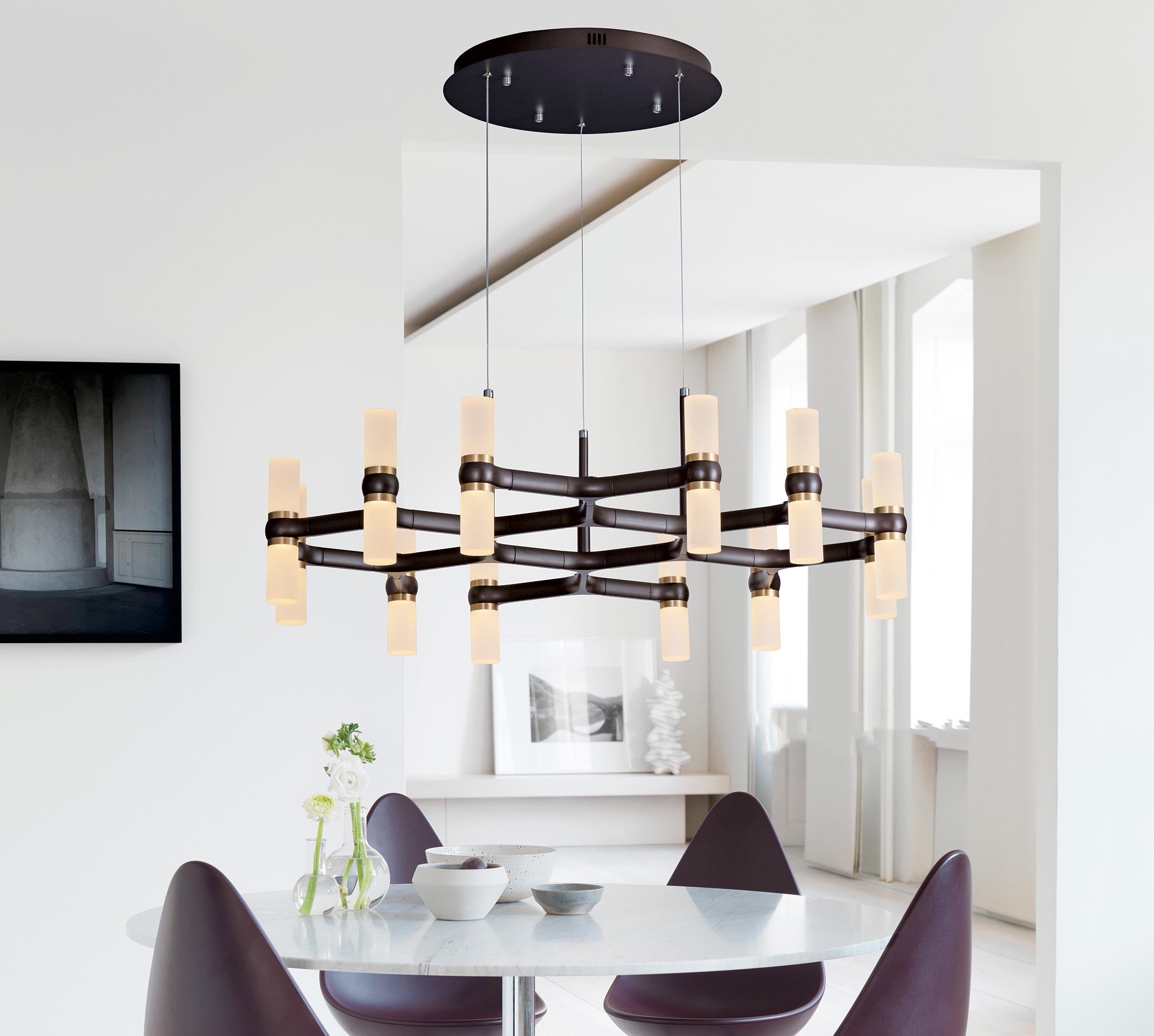 Đèn Trang Trí Thả Trần Bàn Ăn Giọt Nước Rơi Khung Sắt Chao Thủy Tinh 12 Bóng 48W Venus Pd44 ...